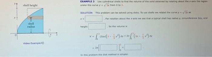 Solved EXAMPLE 3 Use cylindrical shells to find the volume | Chegg.com