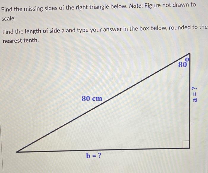 Solved Find the missing sides of the right triangle below. | Chegg.com