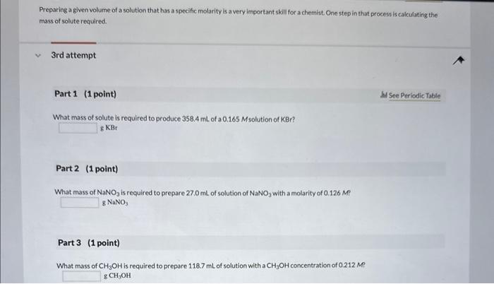 Solved Preparing a given volume of a solution that has a | Chegg.com