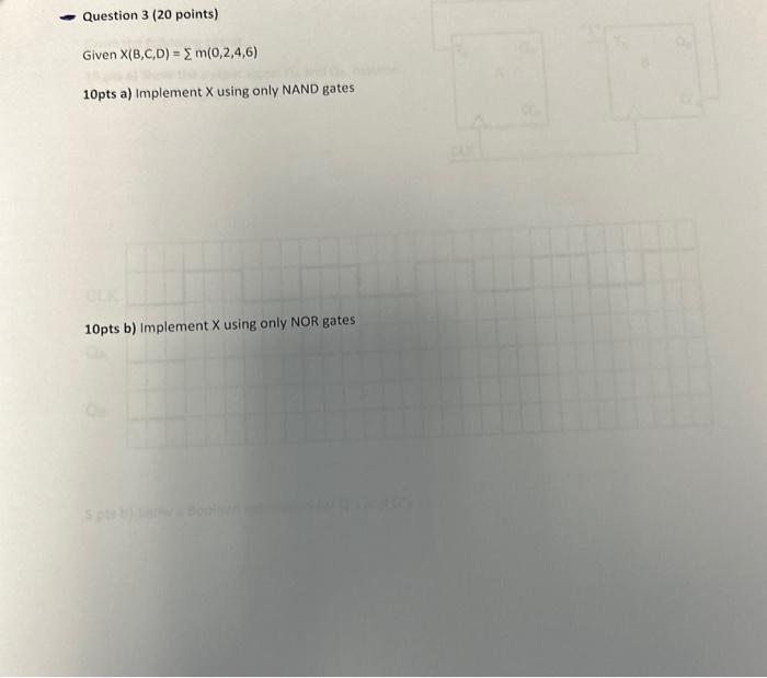 Solved Given X(B,C,D)=∑m(0,2,4,6) 10pts a) Implement X using | Chegg.com Solved Given X(B,C,D)=∑m(0,2,4,6) 10pts a) Implement X using | Chegg.com