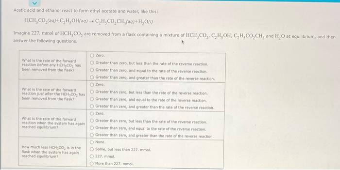 Solved Acetic acid and ethanol reoct to form ethyl acetate | Chegg.com