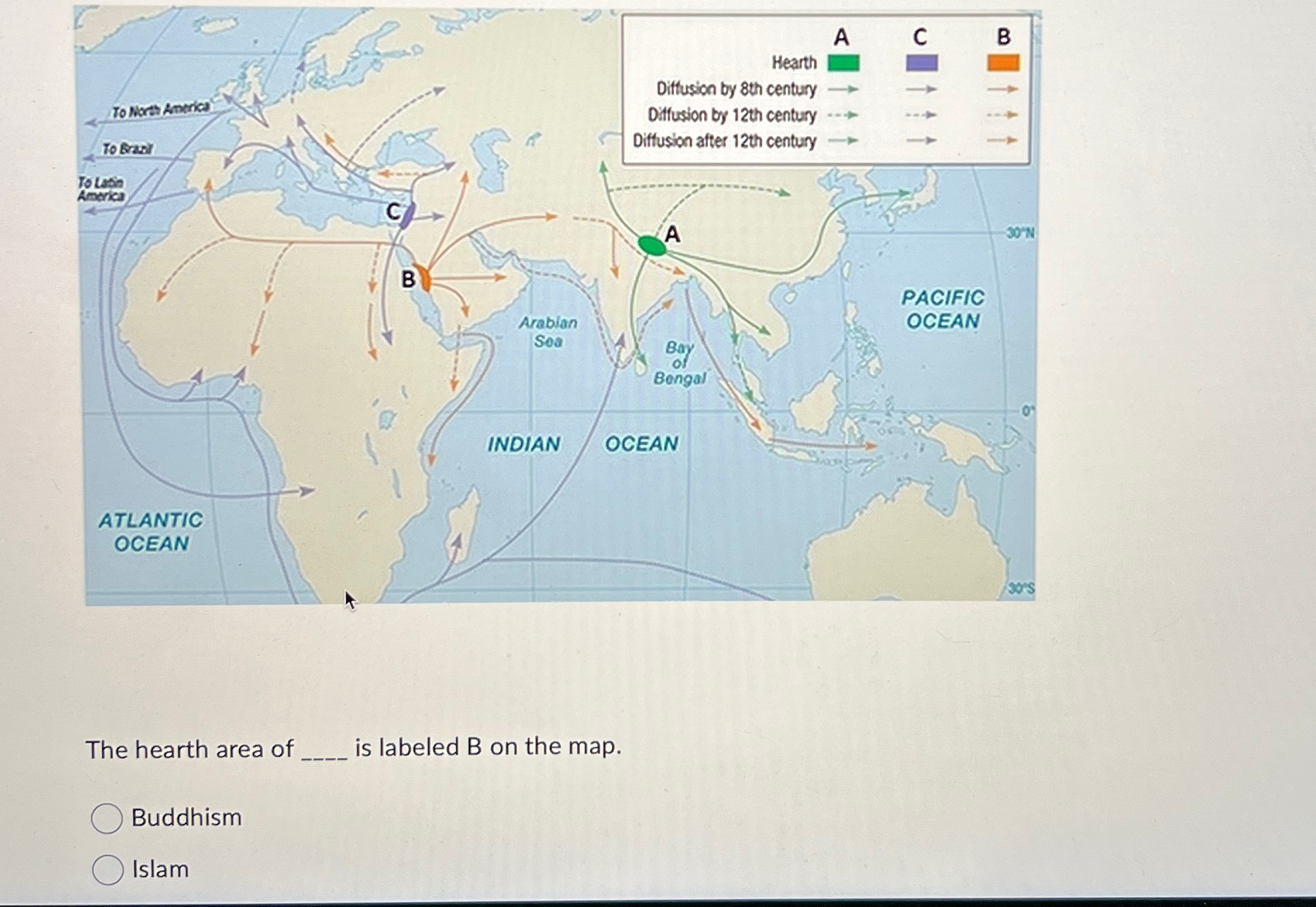 Solved The hearth area of q, ﻿is labeled B ﻿on the map. | Chegg.com