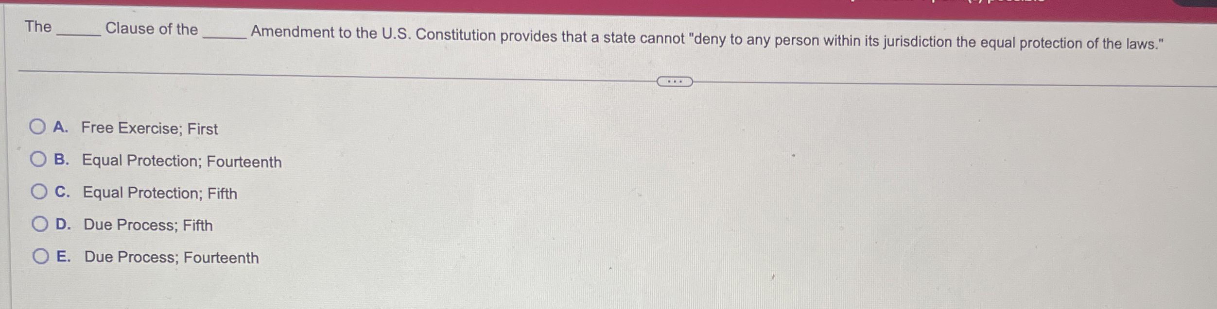 Solved TheClause of theAmendment to the U.S. ﻿Constitution | Chegg.com