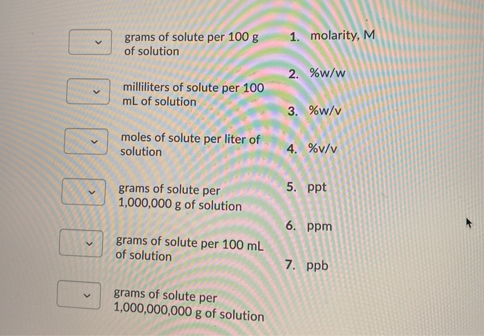 Solved Match the concentration units with their definitions | Chegg.com