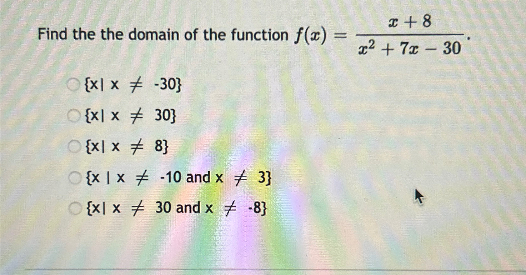 Solved Find the the domain of the function | Chegg.com