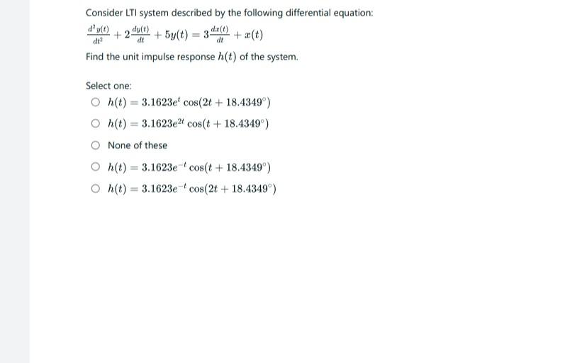 Solved Consider LTI system described by the following | Chegg.com