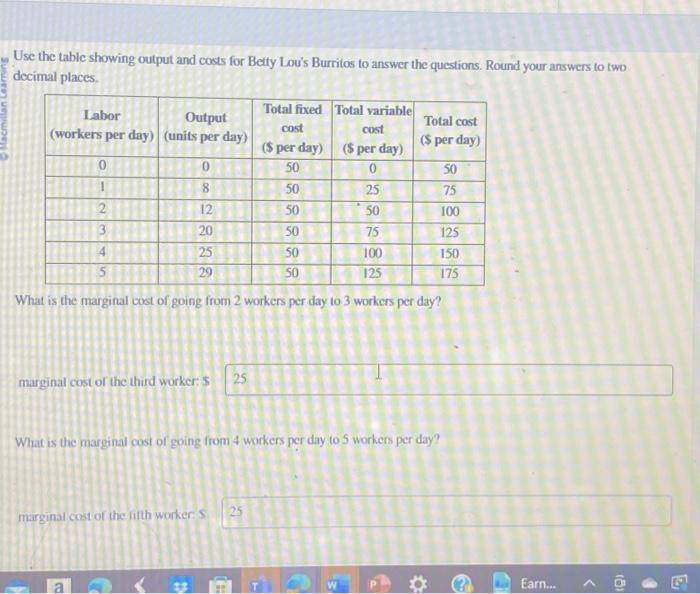Solved Use the table showing output and costs for Betty | Chegg.com