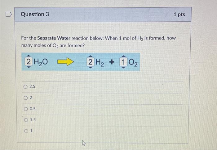 Solved For the Separate Water reaction below: When 1 molof | Chegg.com