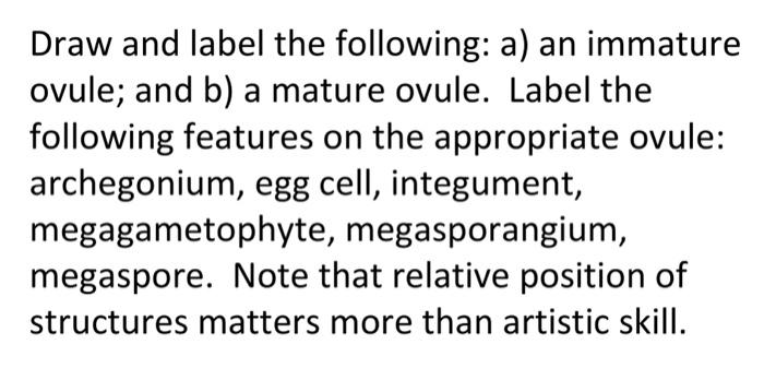 Draw and label the following: a) an immature ovule; | Chegg.com