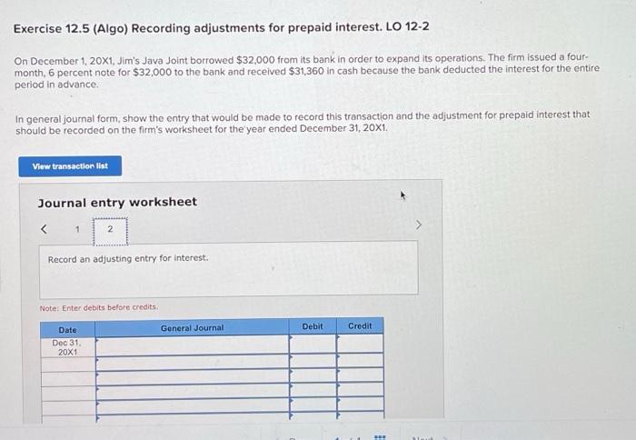 Solved Exercise 12.5 (Algo) Recording adjustments for | Chegg.com