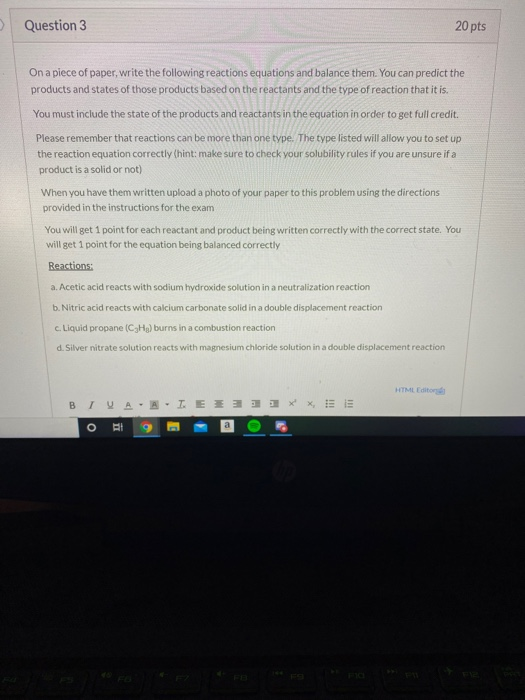 Solved Question 3 20 pts On a piece of paper, write the | Chegg.com