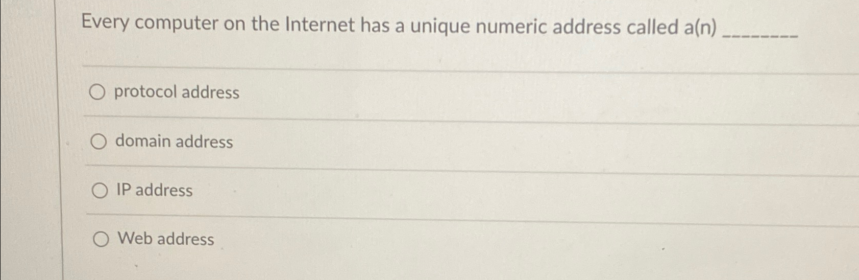 Solved Every computer on the Internet has a unique numeric | Chegg.com