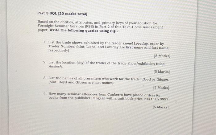 Solved write the following queries in SQL:1. List the trade | Chegg.com
