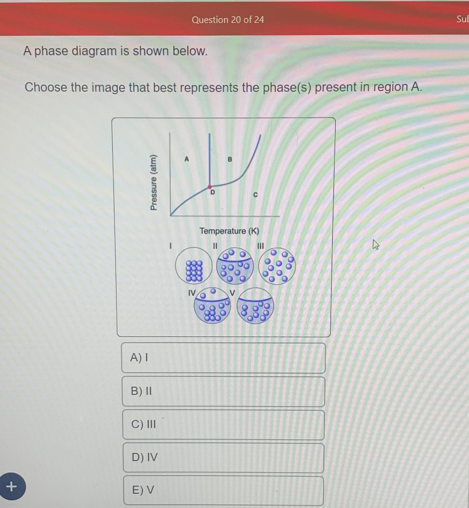 Solved Question 20 ﻿of 24A phase diagram is shown | Chegg.com