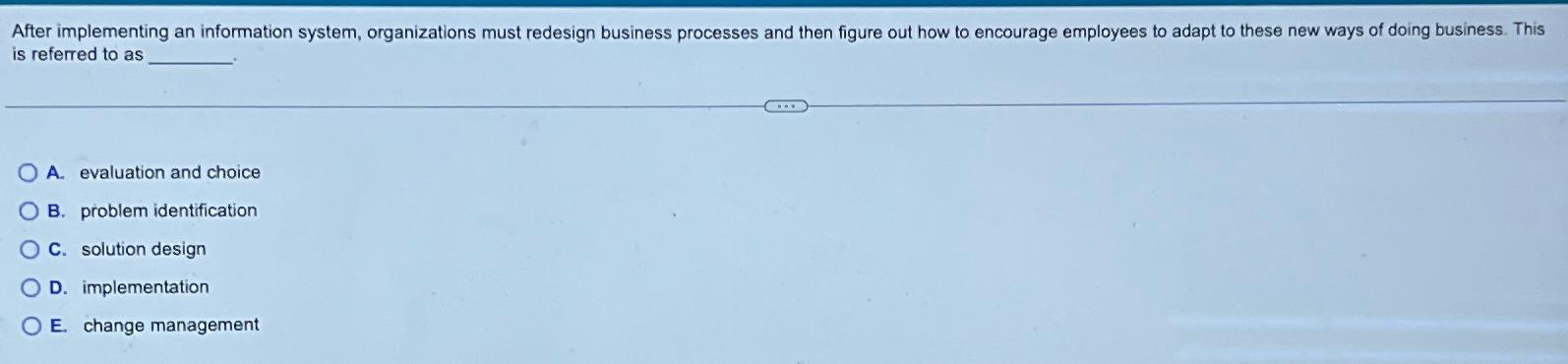 Solved After implementing an information system, | Chegg.com
