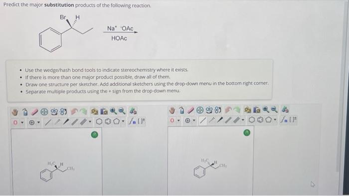 Solved Predict the major substitution products of the | Chegg.com