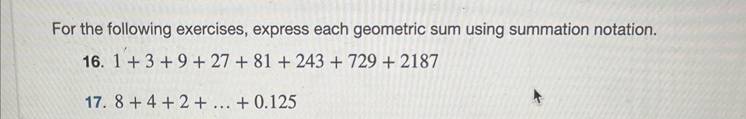 Solved For the following exercises, express each geometric | Chegg.com