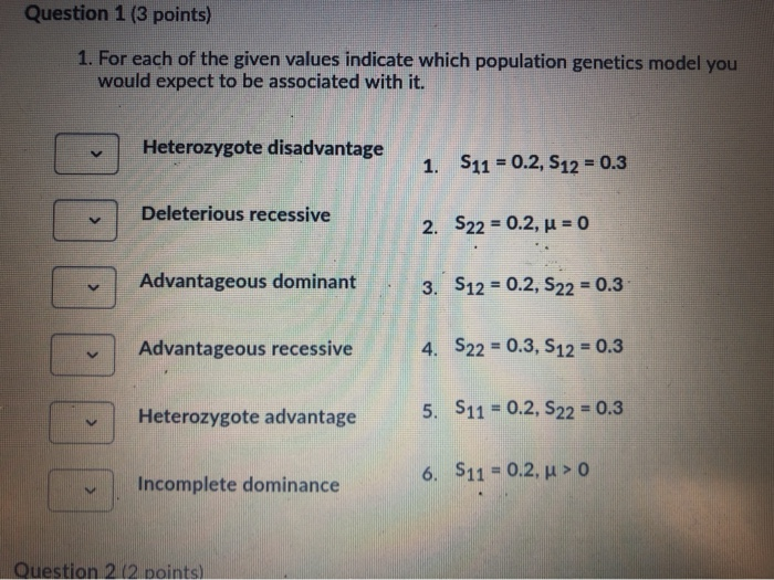 Solved 1. For each of the given values indicate which | Chegg.com