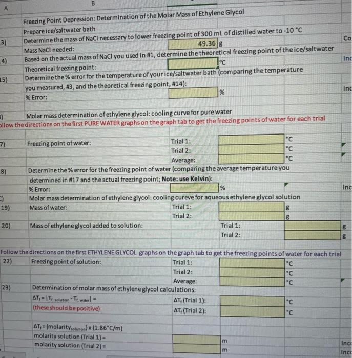 Solved Molar mass determination of ethylene glycol: cooling | Chegg.com