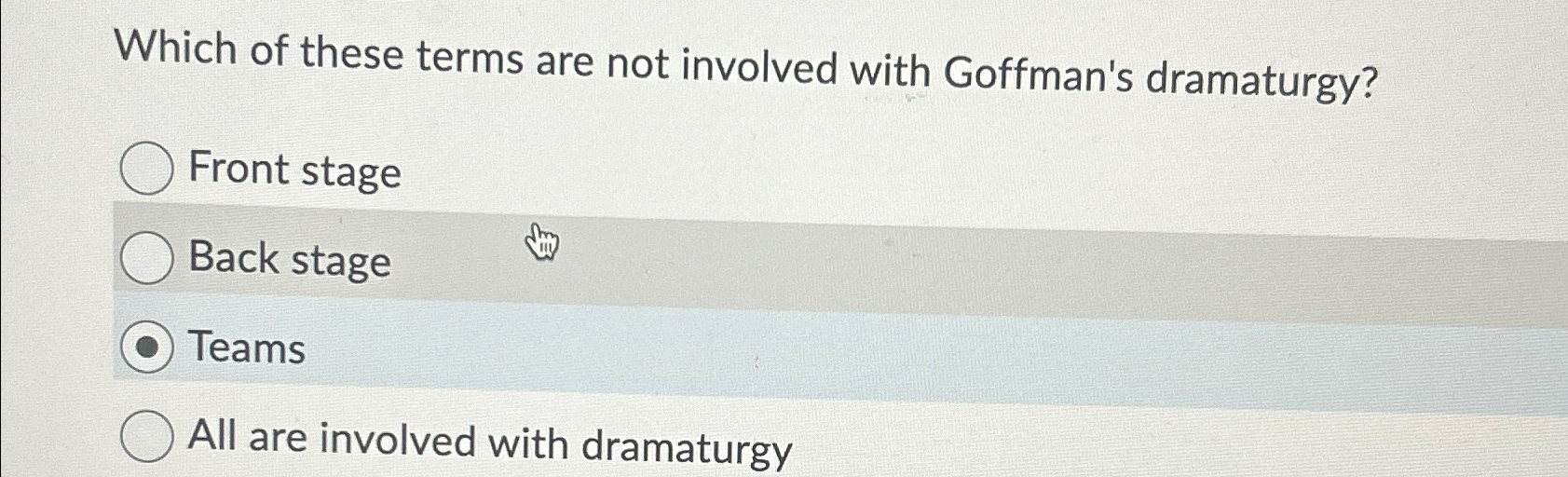 Solved Which of these terms are not involved with Goffman's | Chegg.com