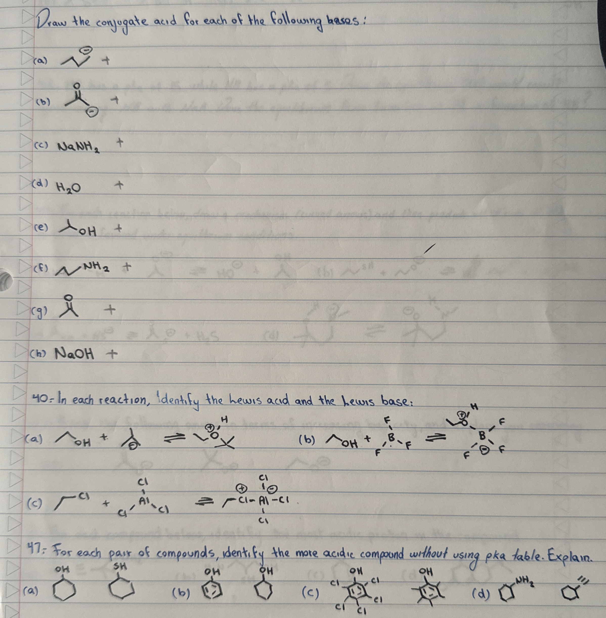 Solved Draw the conjugate acid for each of the following | Chegg.com