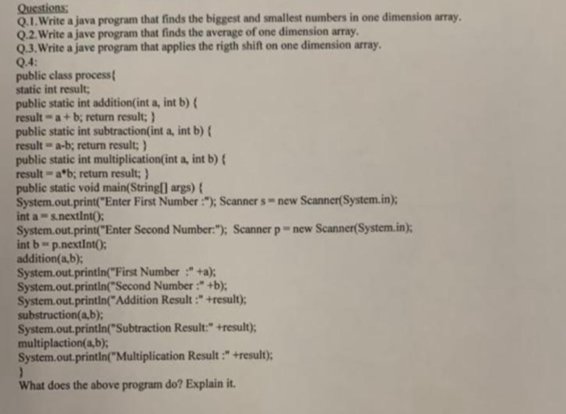 Solved Questions:Q.1. ﻿Write a java program that finds the | Chegg.com