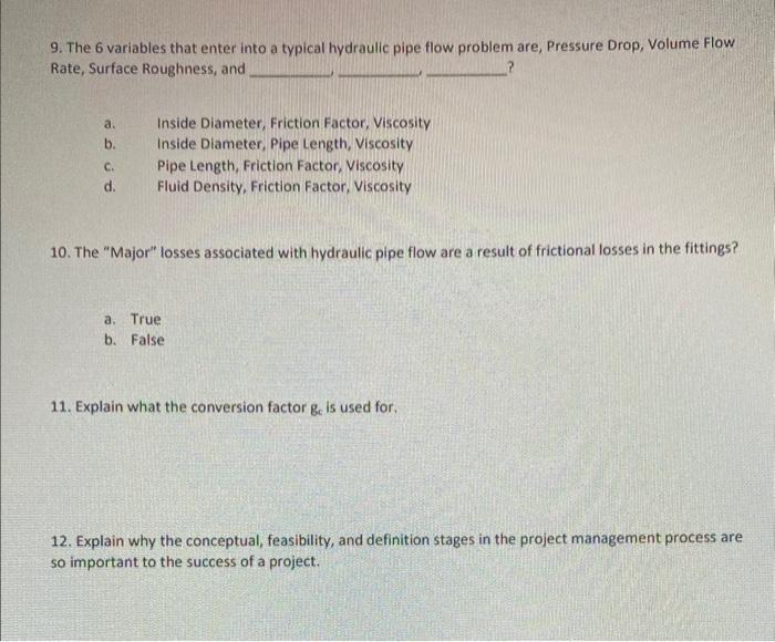 Solved 9. The 6 variables that enter into a typical | Chegg.com