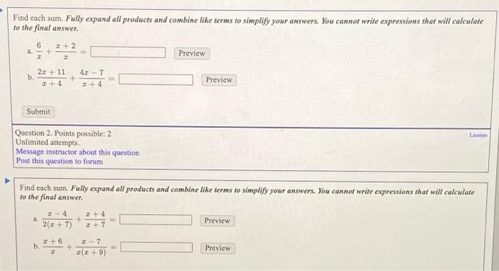 Solved Find each sum. Fully expand all products and combine | Chegg.com | Chegg.com