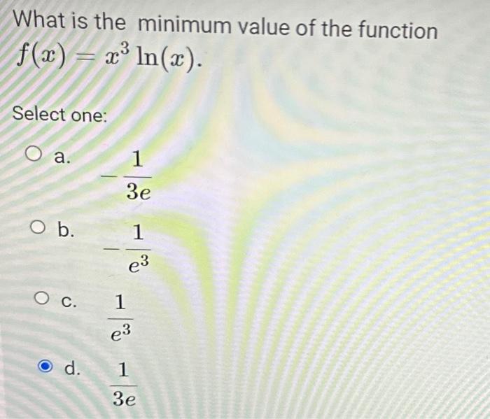 Solved What is the minimum value of the function | Chegg.com