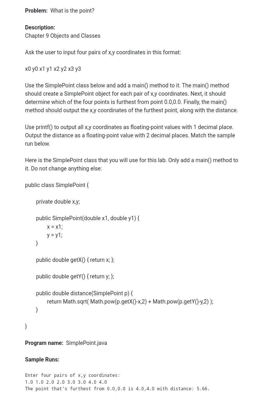Solved Problem: What is the point? Description: Chapter 9 | Chegg.com