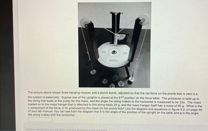 Solved The picture above shows three hanging masses and a | Chegg.com