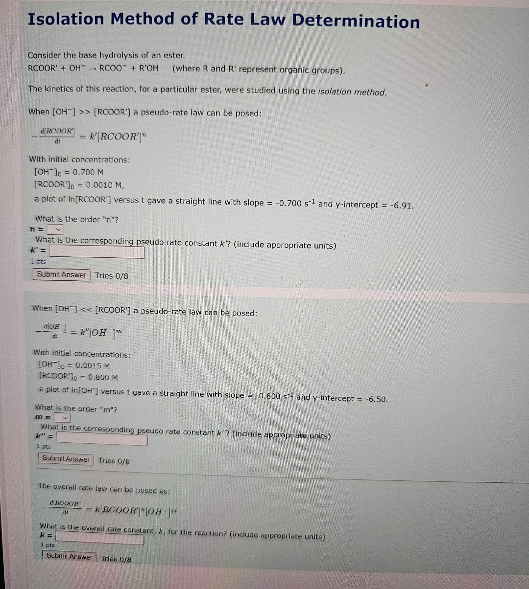 Solved Isolation Method of Rate Law DeterminationConsider | Chegg.com
