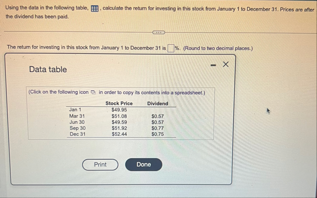 Solved Using the data in the following table, 䭅, ﻿calculate | Chegg.com