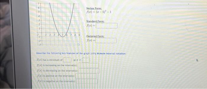 Yertex Form: f(x)=(x−5)2−1 Standard Form: f(x)= | Chegg.com