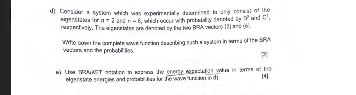 Solved d) ﻿Consider a system which was experimentally | Chegg.com
