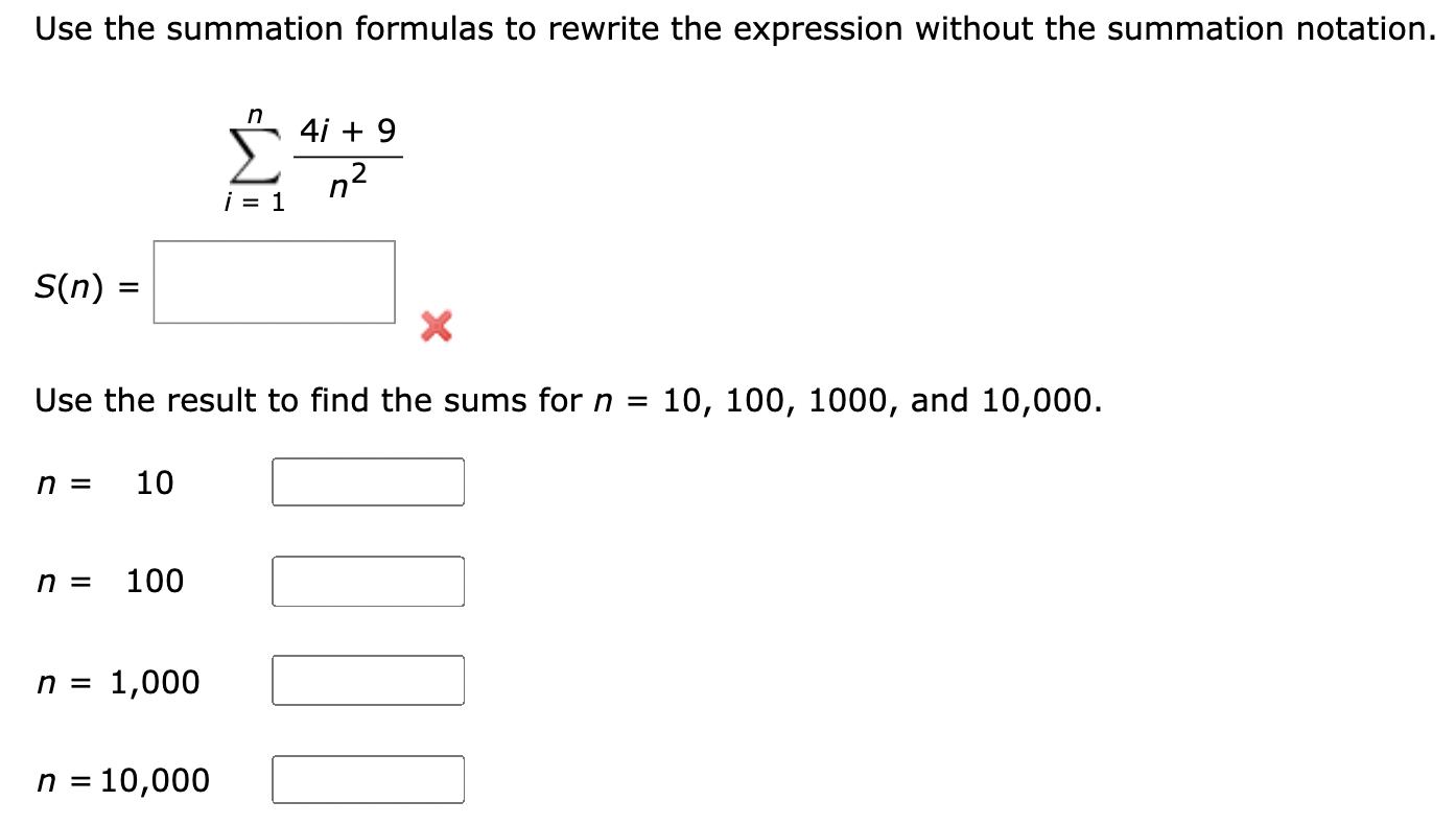 Solved Use the summation formulas to rewrite the expression | Chegg.com