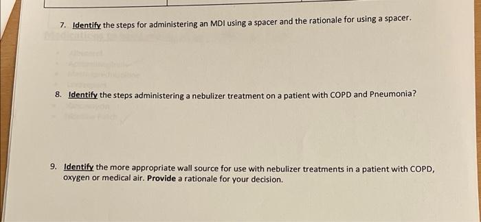 Solved 7. Identify the steps for administering an MDI using | Chegg.com