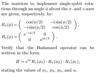 Solved The matrices to implement single-qubit rotations | Chegg.com