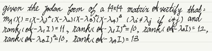 given the yodon form of a 14×14 matrix ef vertify | Chegg.com