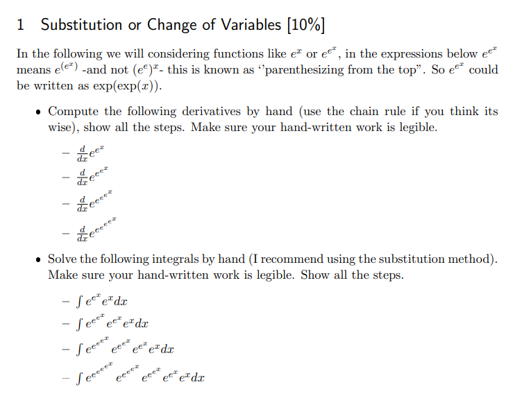 1 ﻿Substitution or Change of Variables [10%]In the | Chegg.com