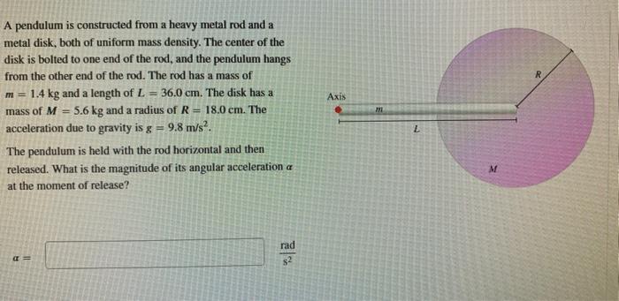 Solved A pendulum is constructed from a heavy metal rod and | Chegg.com