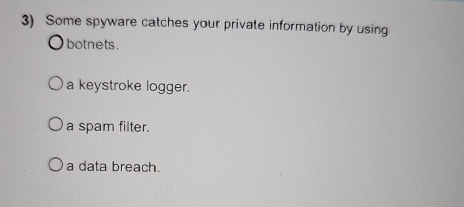 Solved Some spyware catches your private information by | Chegg.com