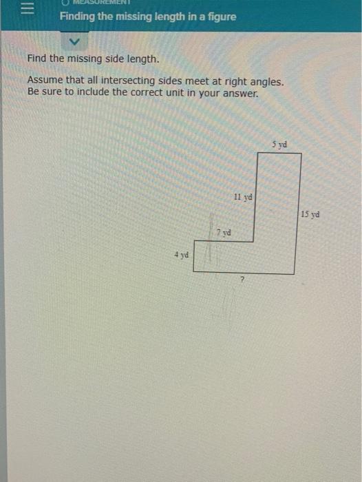 Solved III Finding the missing length in a figure Find the | Chegg.com