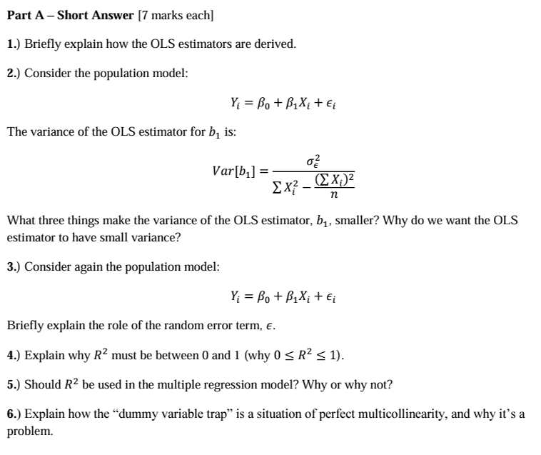 Solved Part A - ﻿Short Answer [7 ﻿marks each]1.) ﻿Briefly | Chegg.com