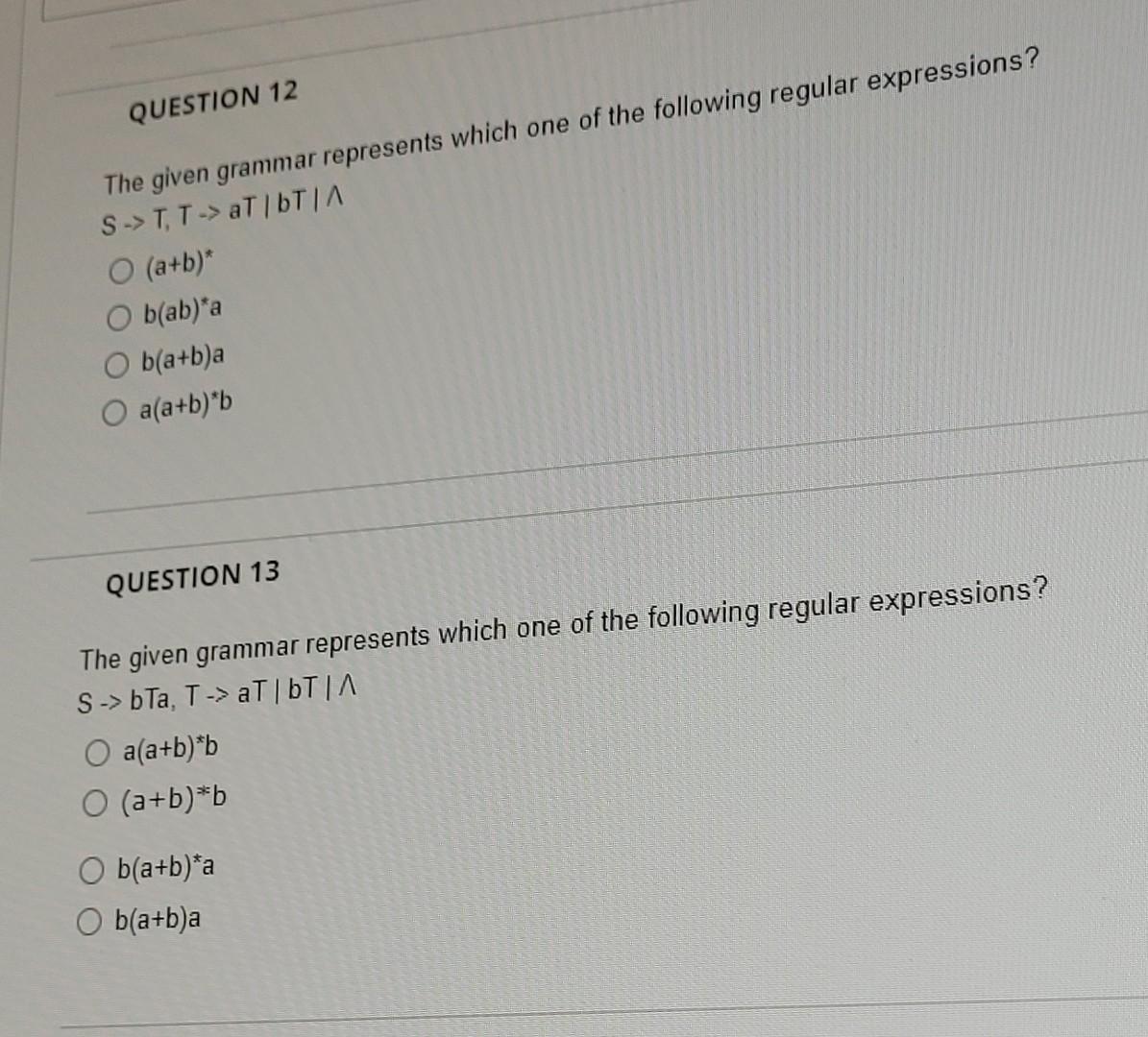 Solved QUESTION 12 The given grammar represents which one of | Chegg.com