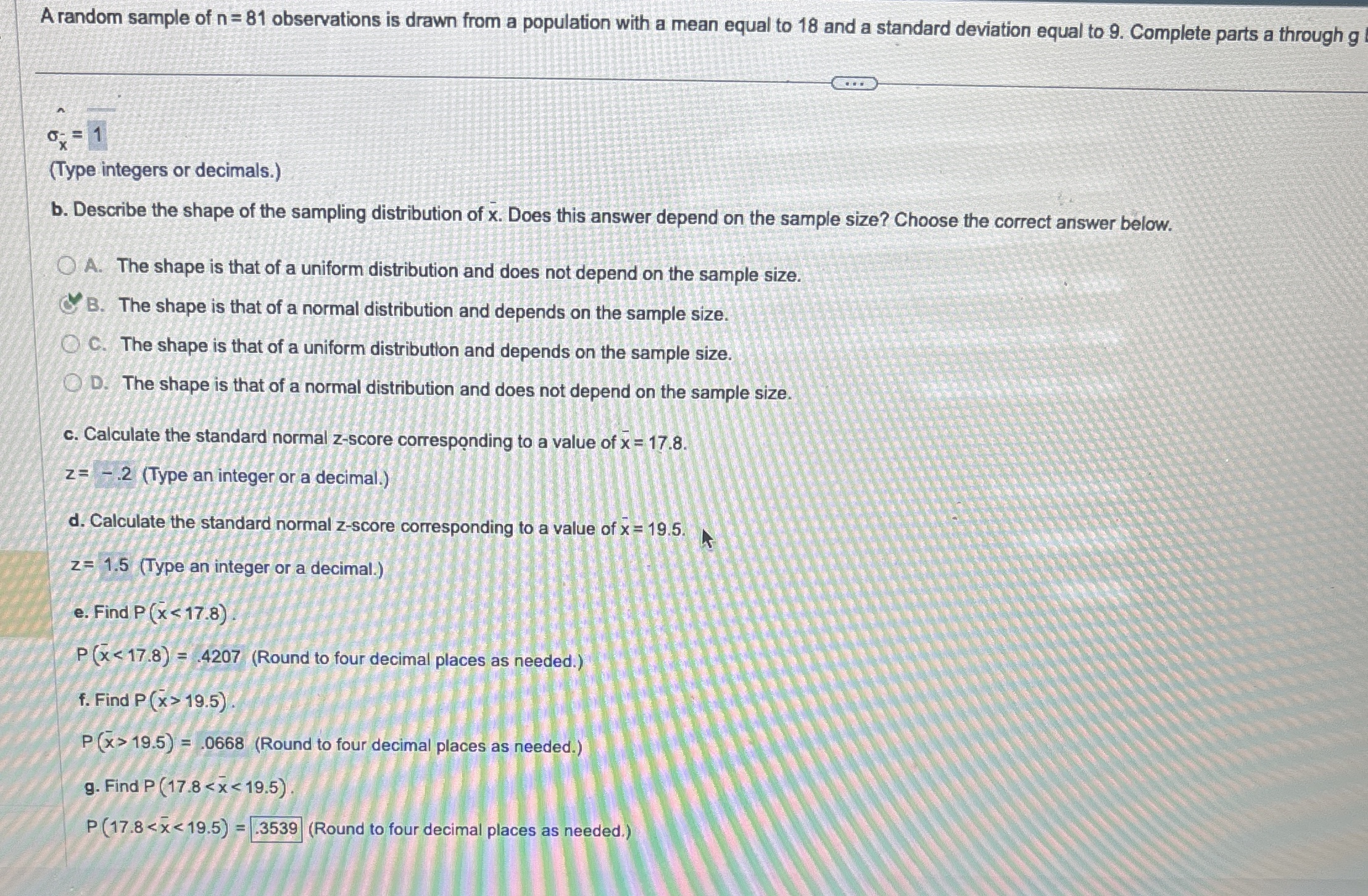 Solved A random sample of n=81 ﻿observations is drawn from a | Chegg.com