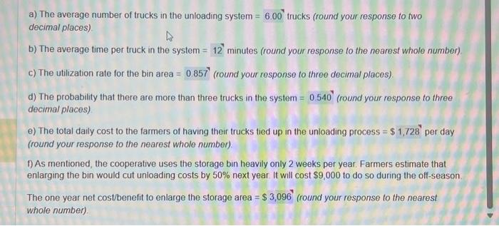 Solved a) The average number of trucks in the unloading | Chegg.com