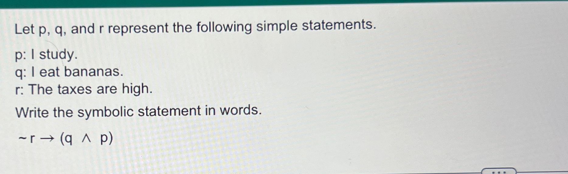 Solved Let p,q, ﻿and r ﻿represent the following simple | Chegg.com