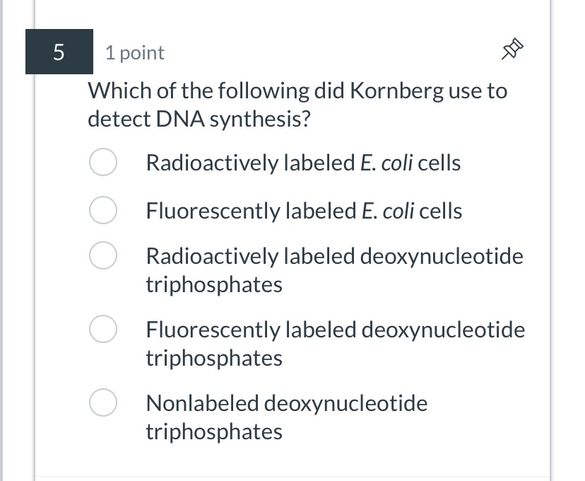 Solved 51 ﻿pointWhich of the following did Kornberg use to | Chegg.com
