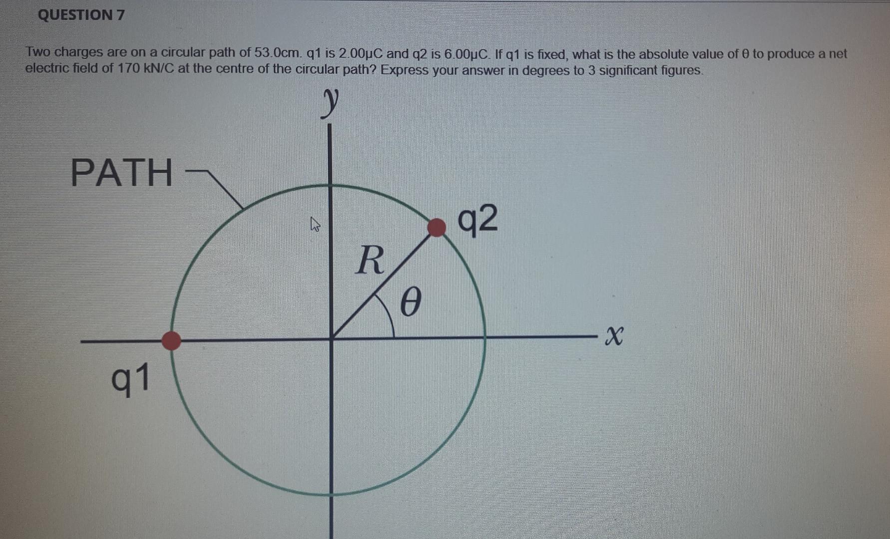 Solved QUESTION 7 Two charges are on a circular path of | Chegg.com